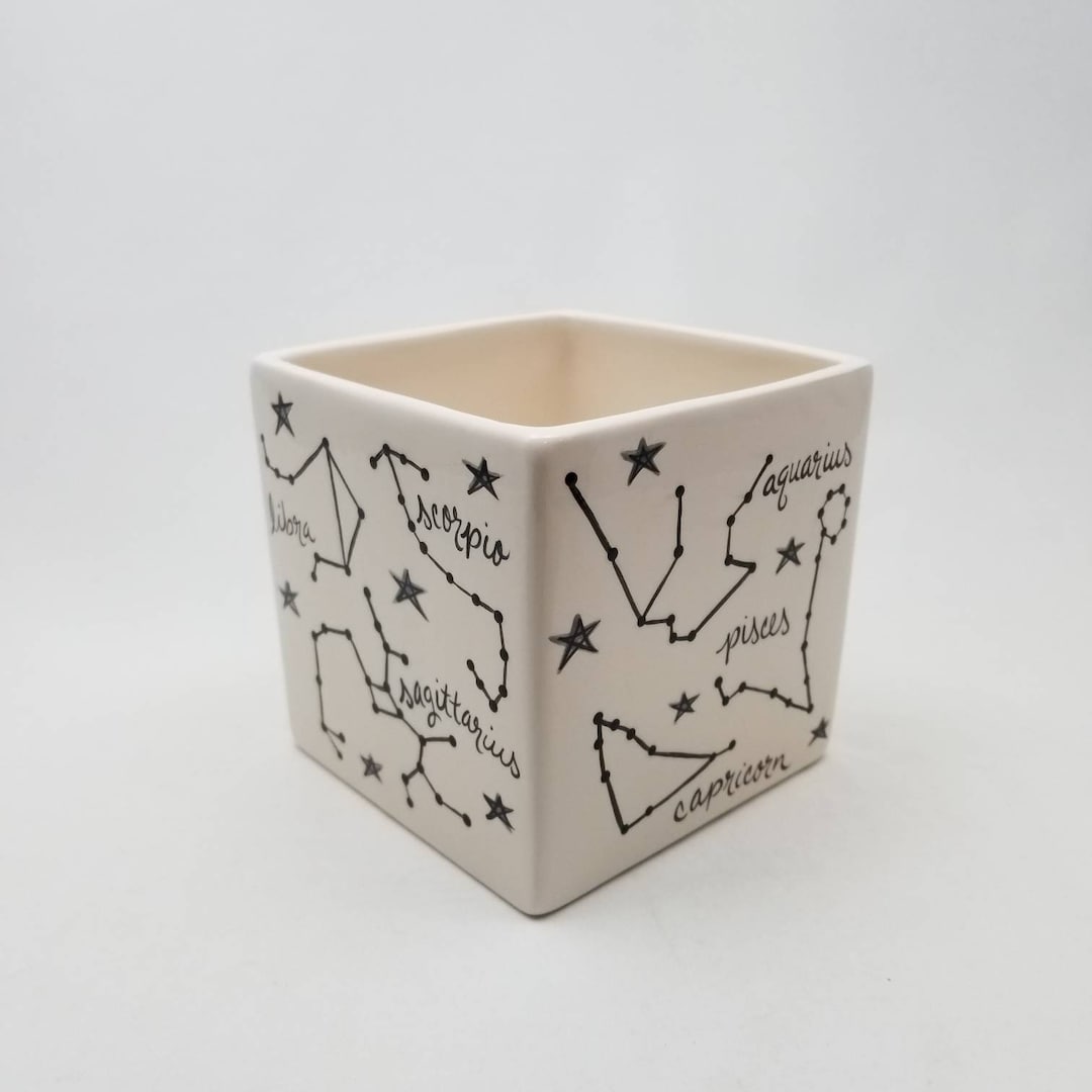 Zodiac Constellation Planter Utensil Holder Herb Vase / Square Planter ...