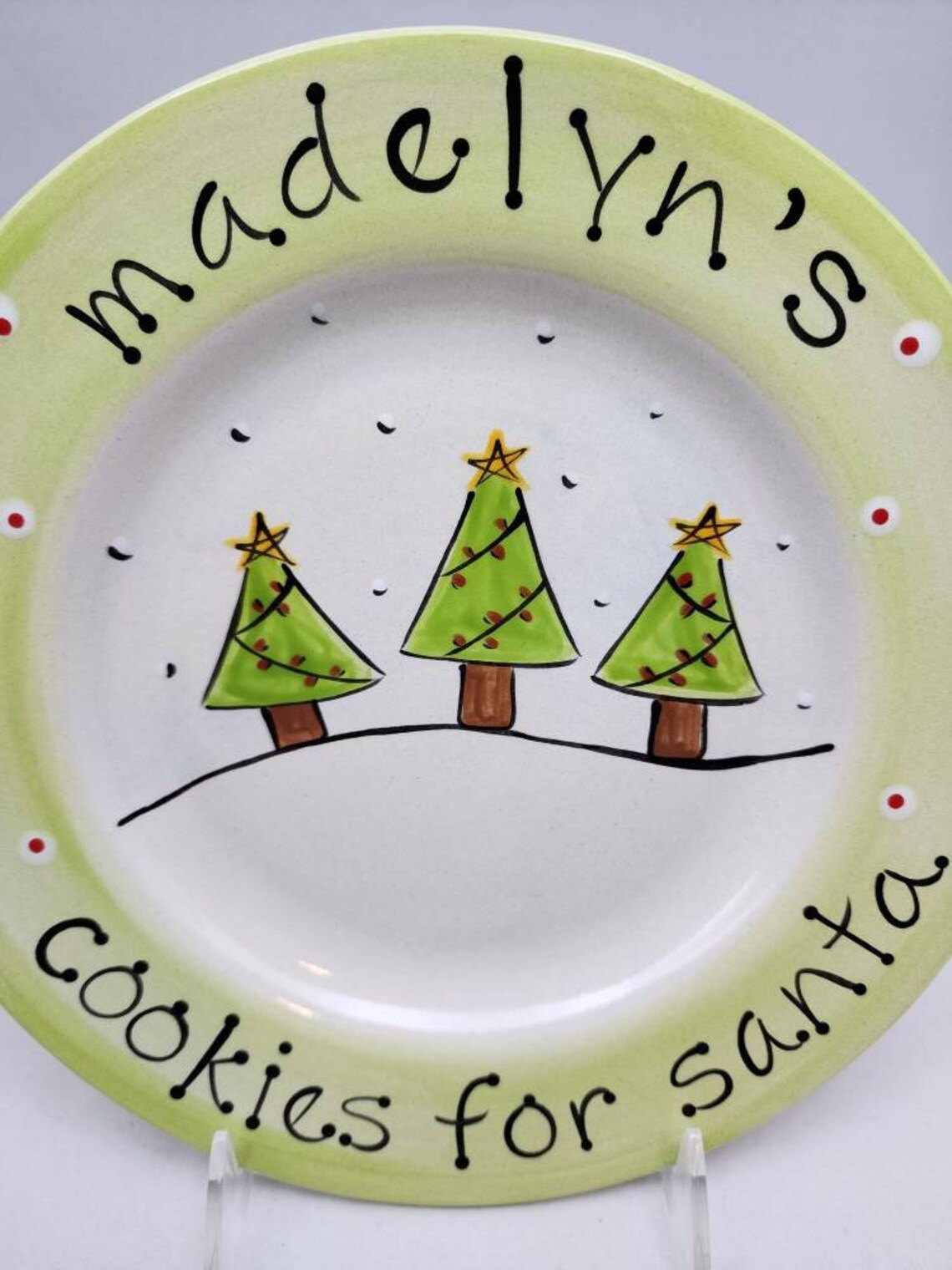 Cookies for Santa Plate With Christmas Tree Design / Personalized ...