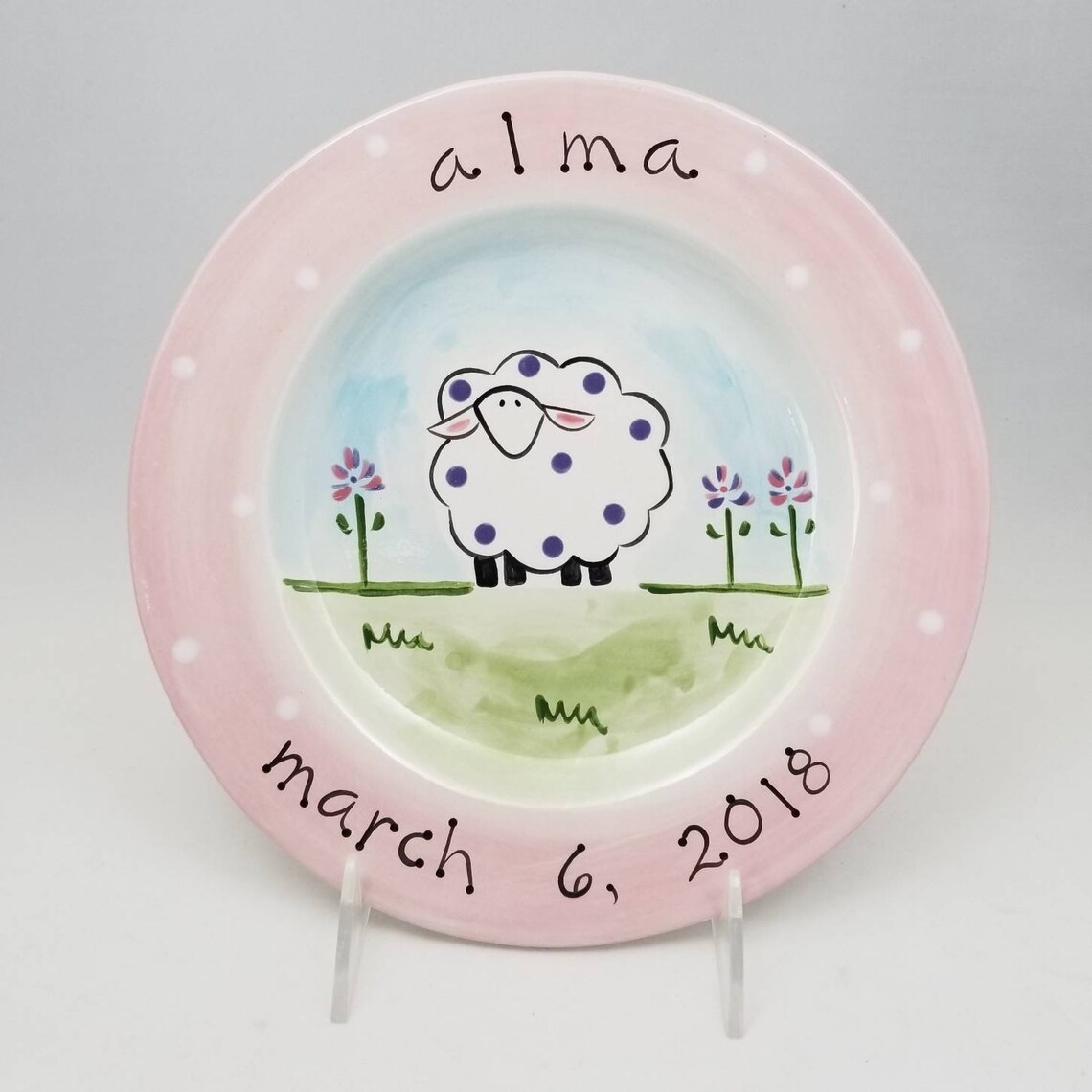 Personalized Baby Plate / Custom Birth Gift / Hand Painted Baby Plate ...