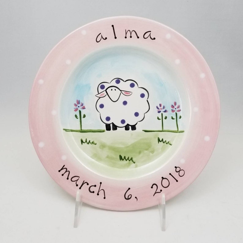 Personalized Baby Plate / Custom Birth Gift / Hand Painted Baby Plate ...