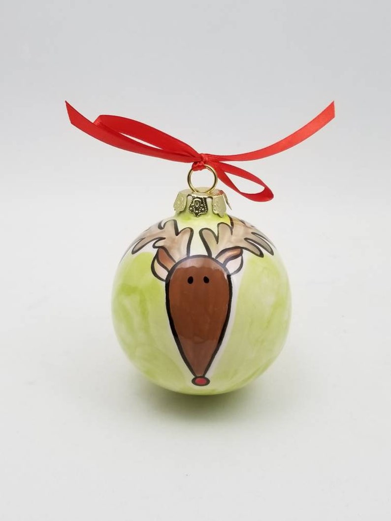 Reindeer Ornament / Custom Ornament / Hand Painted Ceramic - Etsy