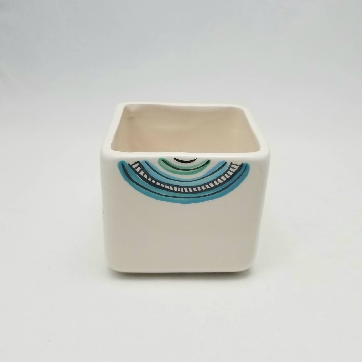 Hand Painted Ceramic Planter / Square Planter / Modern Planter / Cube ...