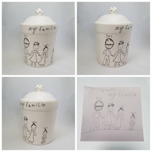 Child's Drawing Cookie Jar / Family Portrait / Family Gift ...