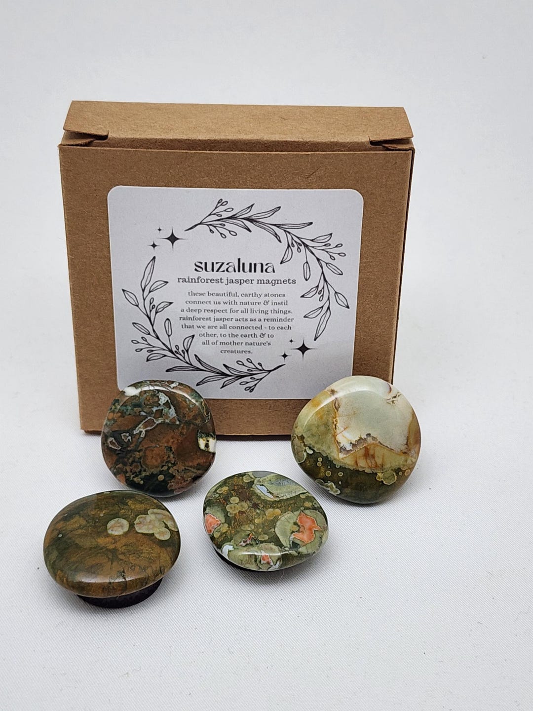 Rainforest Jasper Magnet Set / Stone Magnets / Set of Four Magnets ...