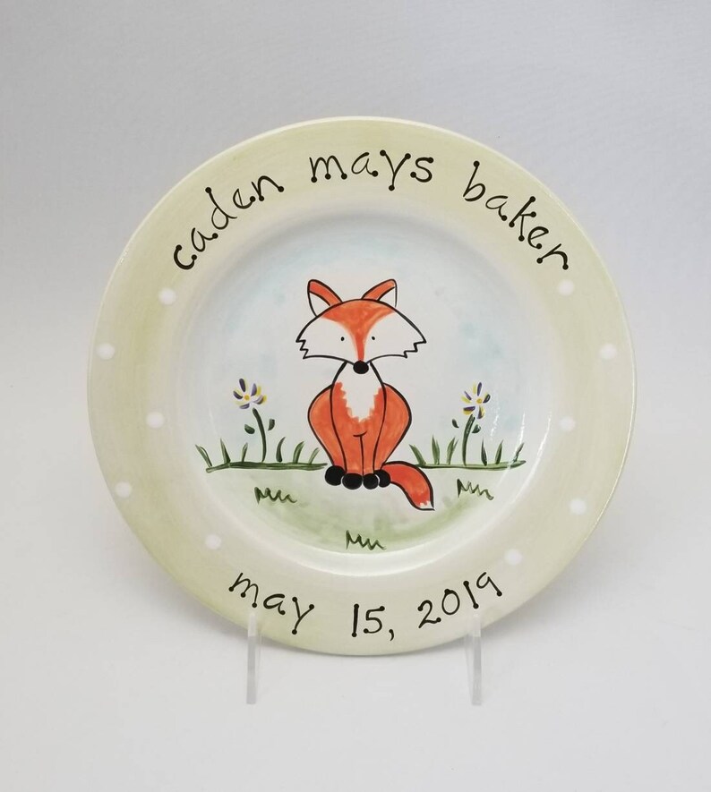 Personalized Baby Plate / Custom Birth Gift / Hand Painted | Etsy