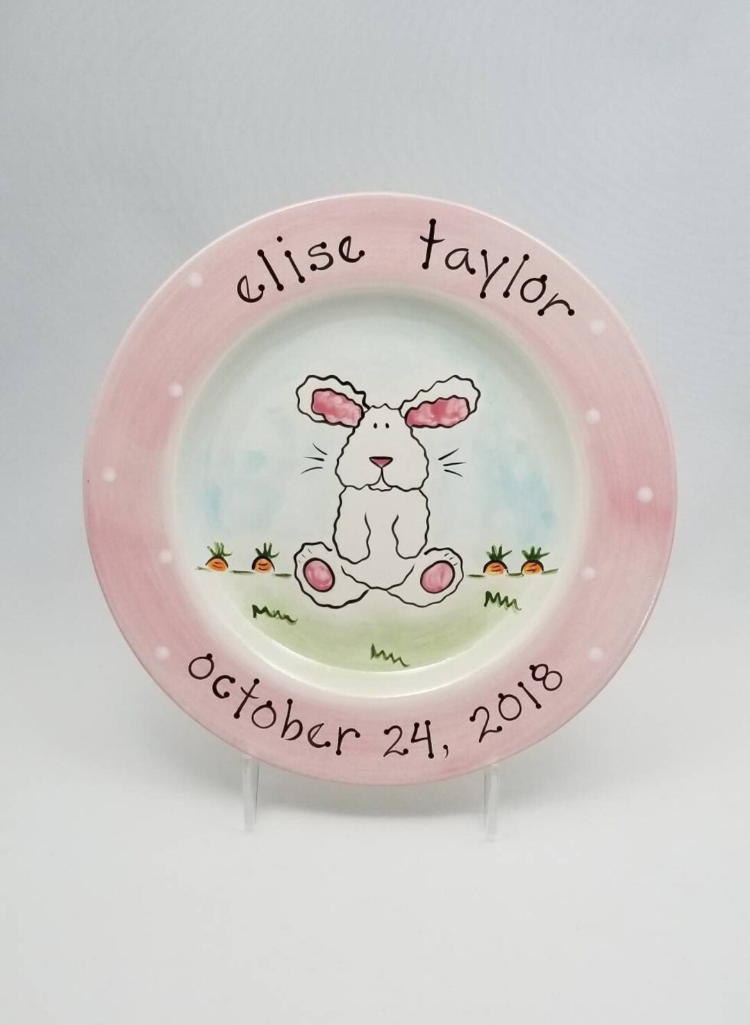 Personalized Baby Plate / Custom Birth Gift / Hand Painted Birth Plate ...