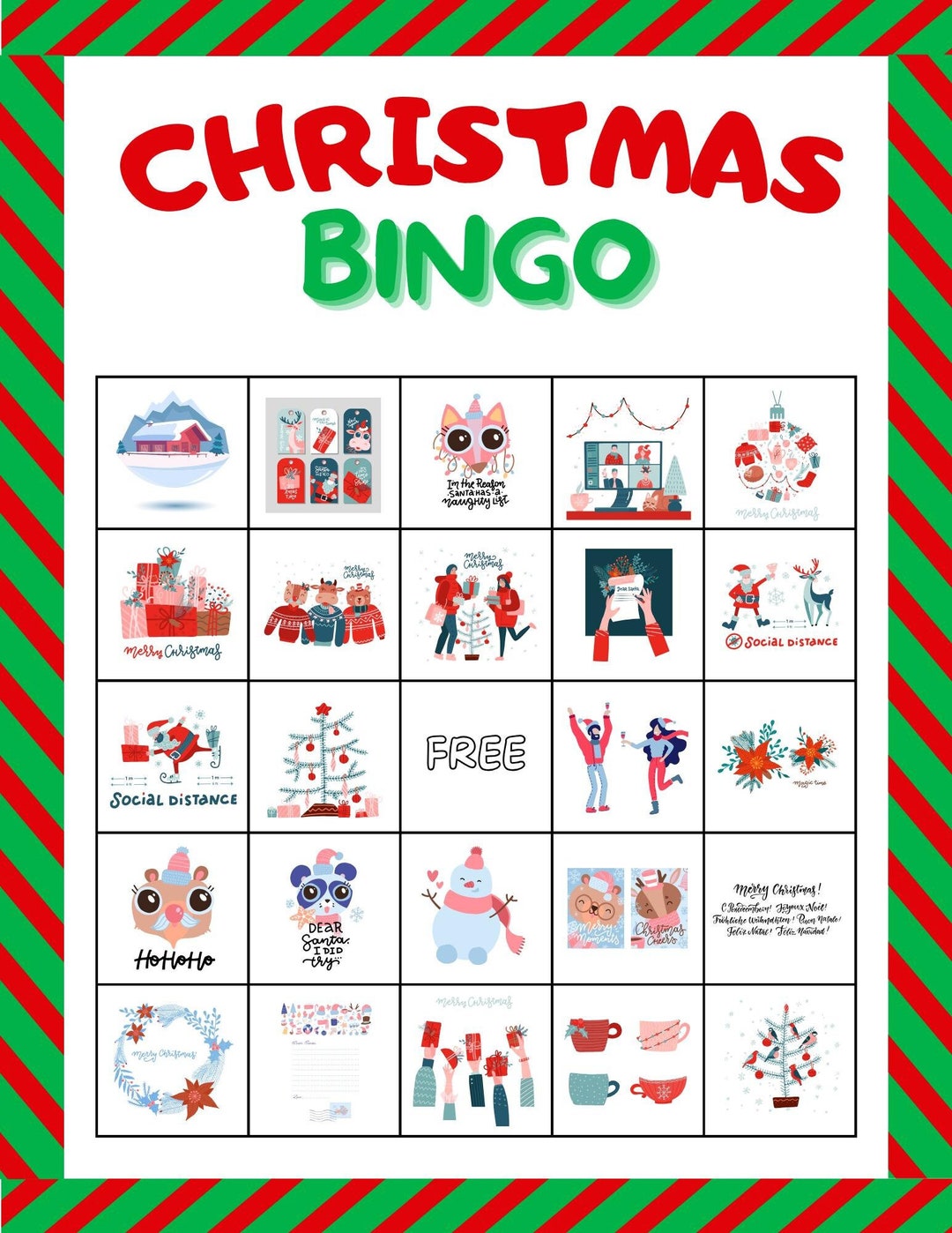 Christmas Bingo/christmas Bingo Cards for Kids, Cute Christmas Bingo ...