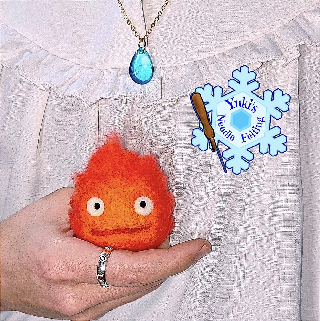 Fan Art Calcifer Needle Felting, 3D Studio Ghibli Carded Wool Sculpture ...