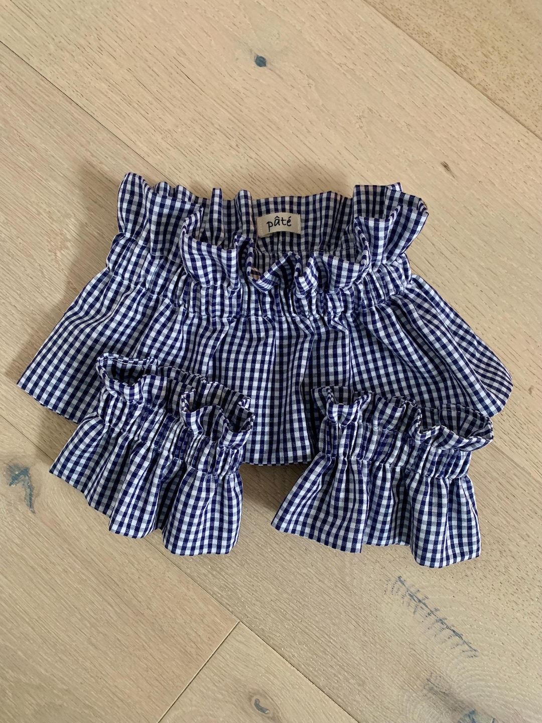 Lightweight Navy Gingham Organic Cotton Ruffle Collar and Wrist Cuffs ...