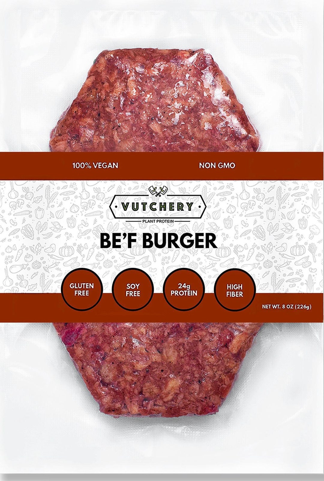 Vegan Be'f Burger Package - 8 Burgers Total - Gluten Free - Soy Free ...