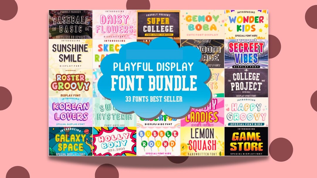 Playful Fun Font Bundle, Cute Handwritten Fonts for Procreate, Pattern ...