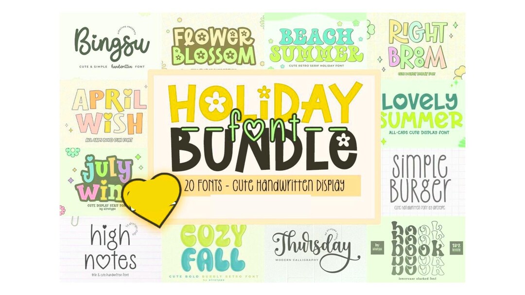 Holiday Font Bundle, Wedding Font SVG Bundle, Handwritten Fonts ...