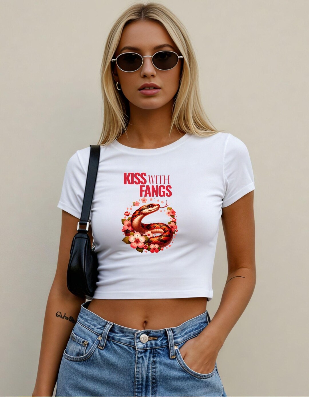 Kiss With Fangs, Y2K Baby Tee, 90s Baby Tee, Crop Top, Tank Top, Trendy ...