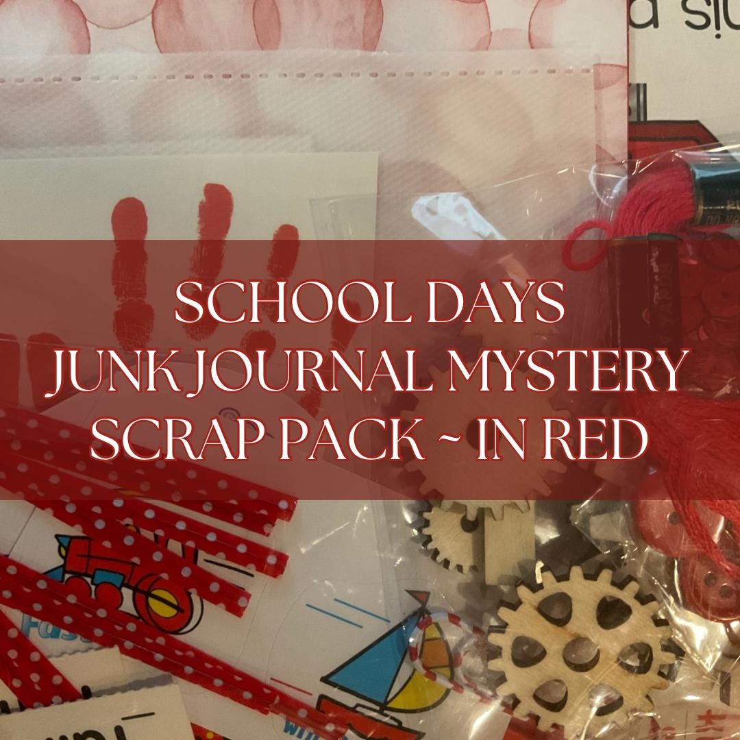 School Days Mostly Red Junk Journal Mystery Scrap Pack for Junk ...