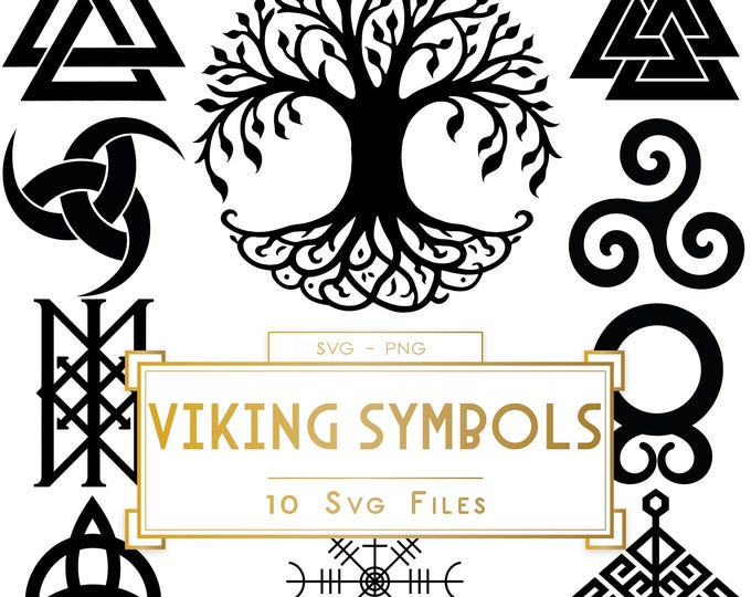 VIKING SYMBOLS - SVG Bundle, 10 Norse Designs: Runes, Yggdrasil ...