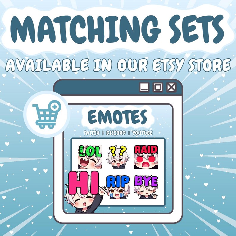 CHIBI BOY - Emote Pack, 6 Cute White-haired Characters for Twitch ...