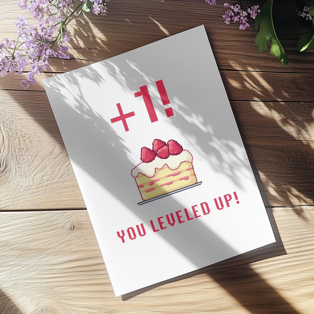 YOU LEVELED UP +1! - Funny Birthday Card for Gamers, Party Card | DIY ...