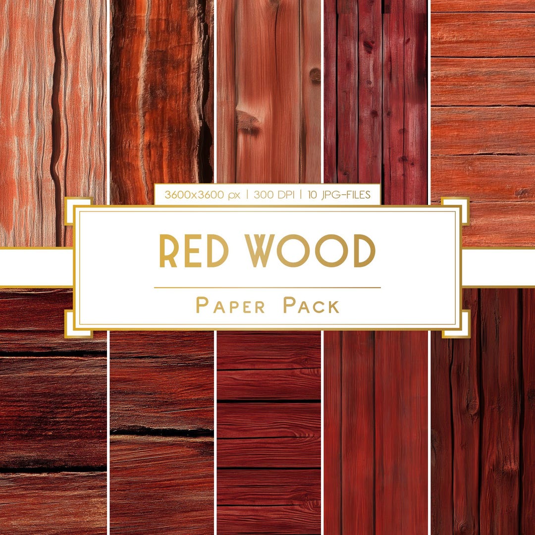 RED WOOD - Digital Paper Pack - 10 Red Wood Textures - 12x12 Seamless Backgrounds - Rustic Wood ...
