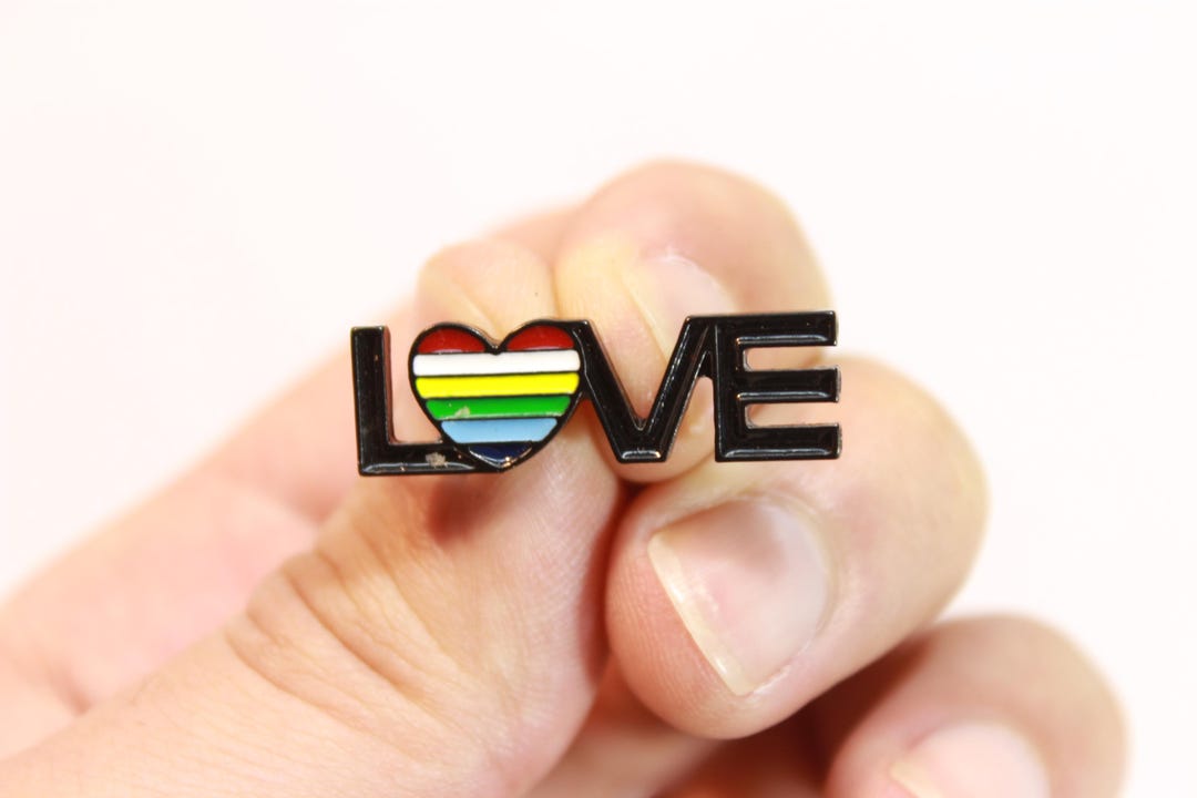 Colorful Peace Love Enamel Pin With Heart Accents Perfect Accessory for ...