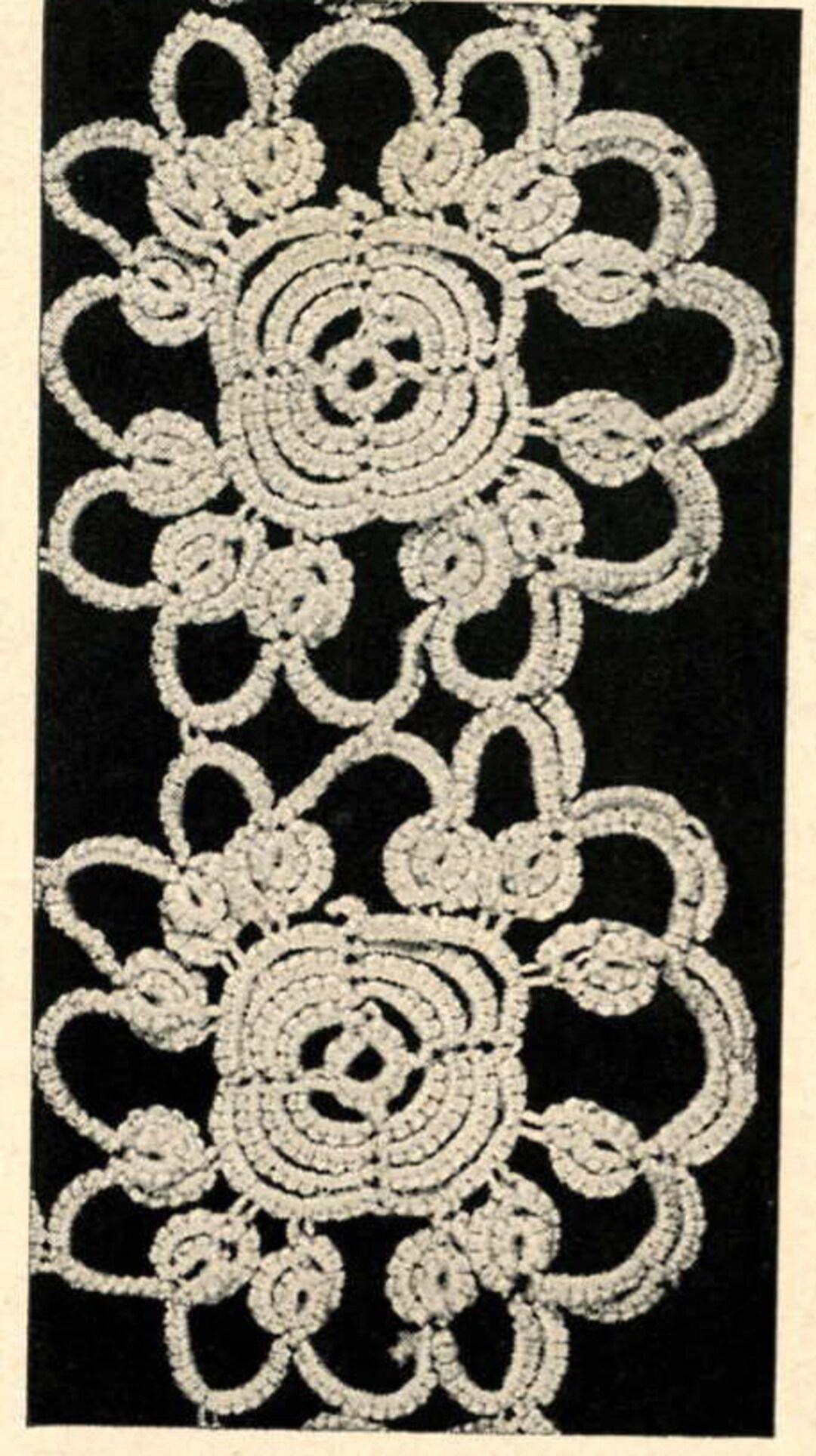 Vintage Tatting PATTERN 4806 Flower / Rose Motif for Scarf PDF Instant ...