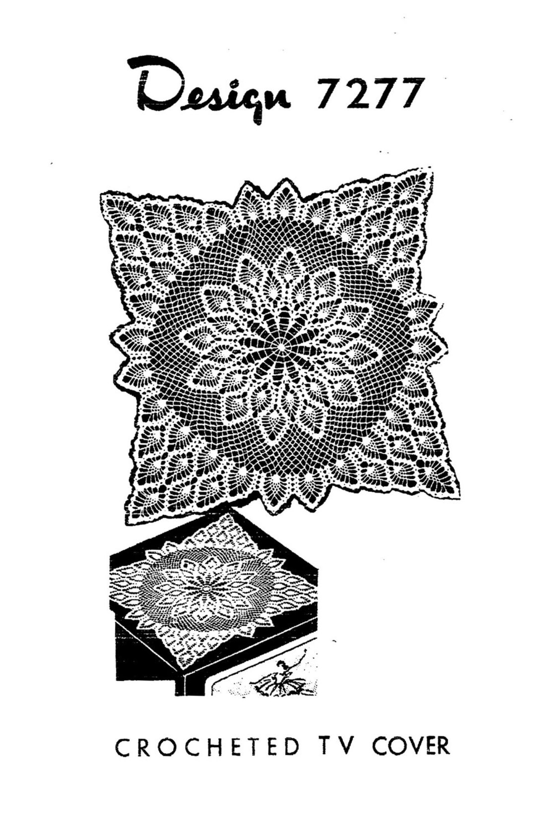 Vtg Doily PATTERN 7277 TV Doily in 8 Sizes Doily Scarf Tablecloth ...