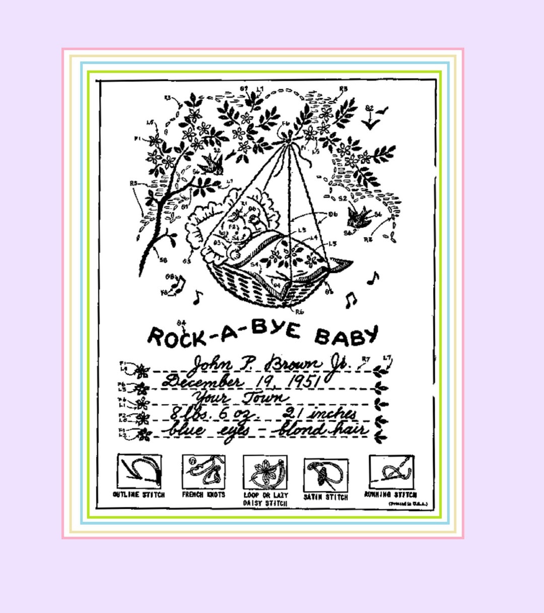 Rock A Bye Baby Birth Announcement Picture 5248 to Hang on the Wall ...