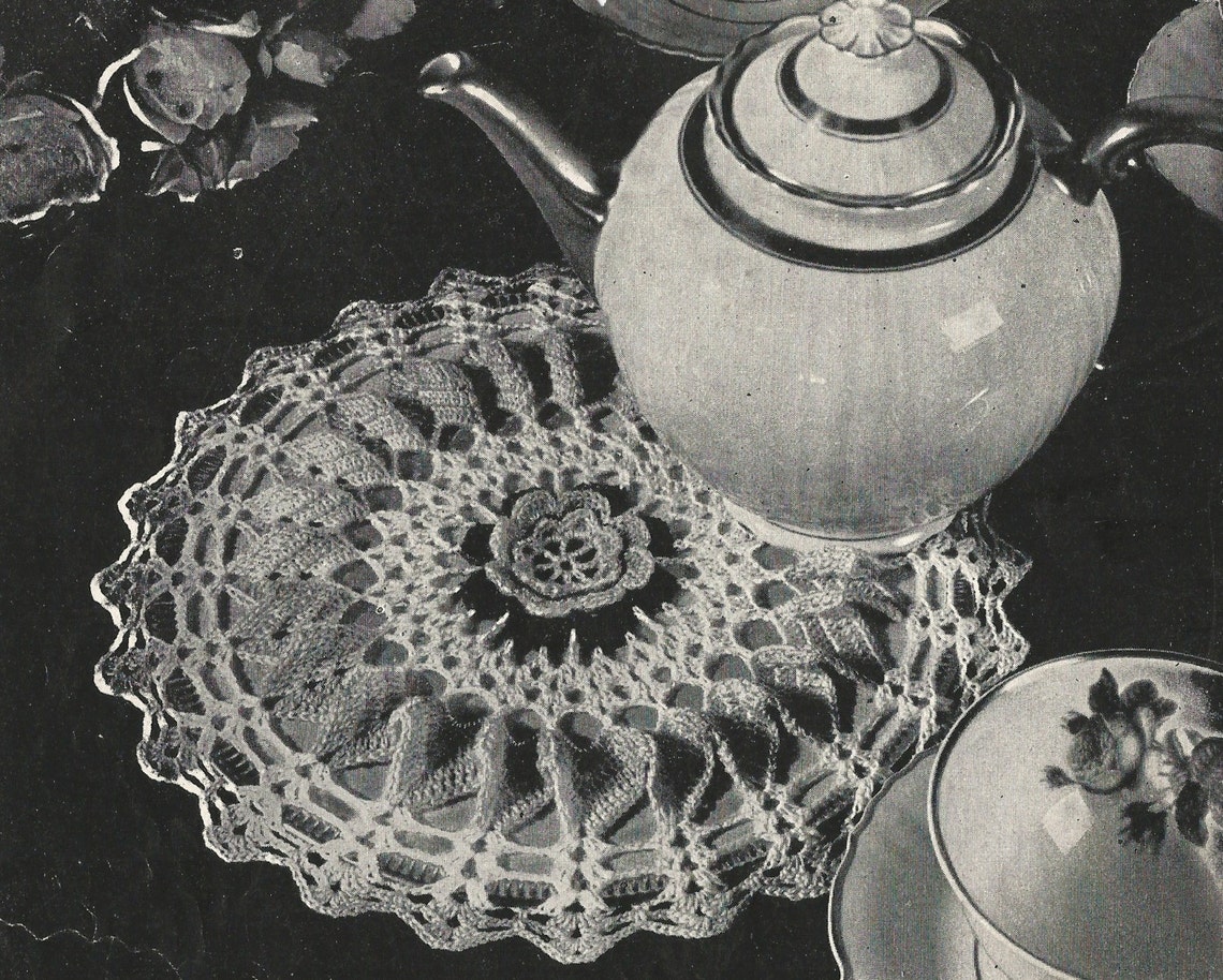 Rose Hot Plate Crochet PATTERN 6401 Rose Trivet Taken From | Etsy
