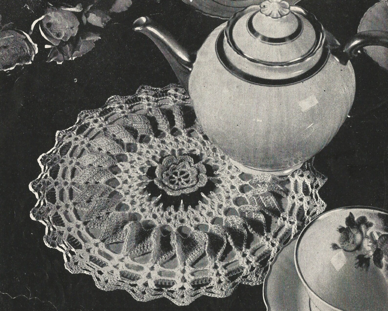 Rose Hot Plate Crochet PATTERN 6401 Rose Trivet Taken From - Etsy