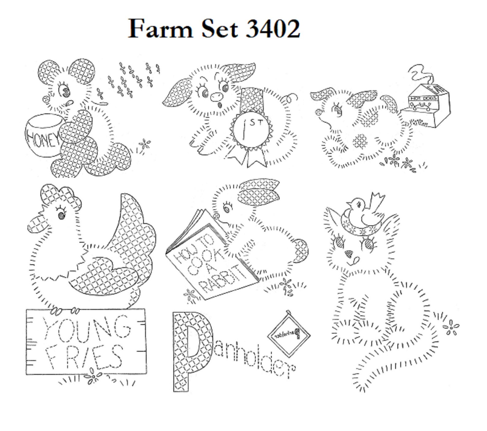 Hand Embroidery Designs in Digital PDF Format 3402 Farm - Etsy