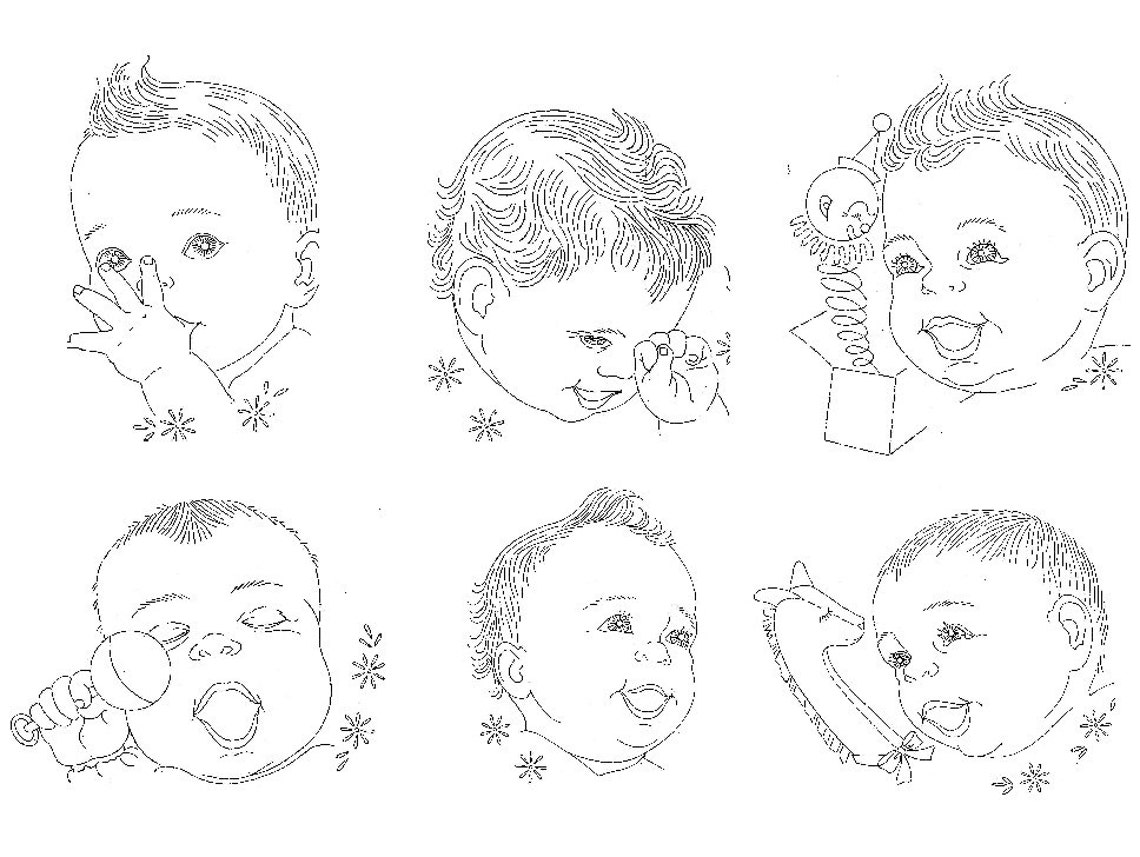 Vintage Hand Embroidery PATTERN PDF File Design 832 Baby Faces - Etsy