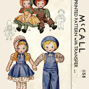 Vintage / Retro Rag Doll Boy Girl Pattern - DIGITAL Format PDF File ...
