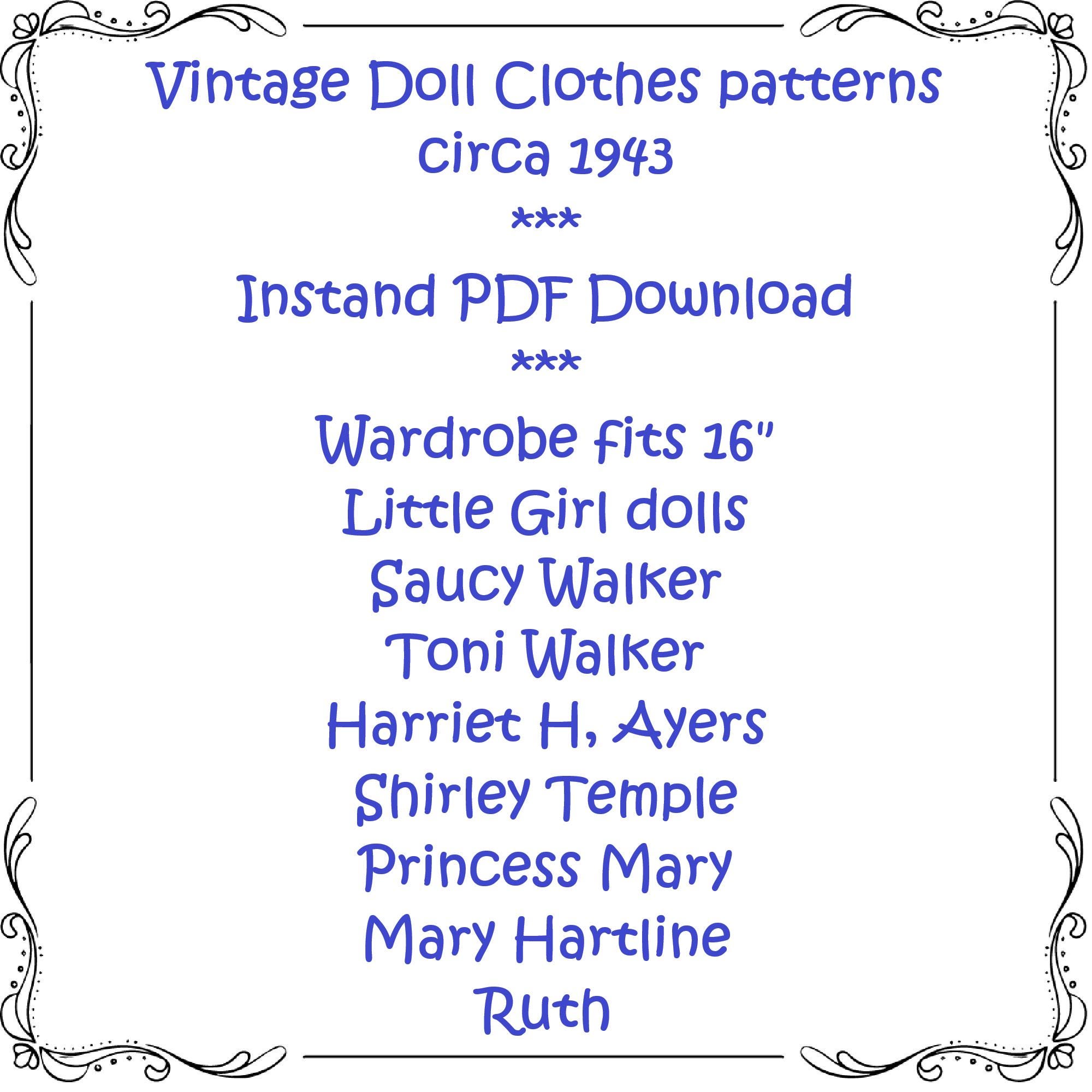 Saucy Walker 16" Doll Clothes Patterns - PDF Download for Handmade ...