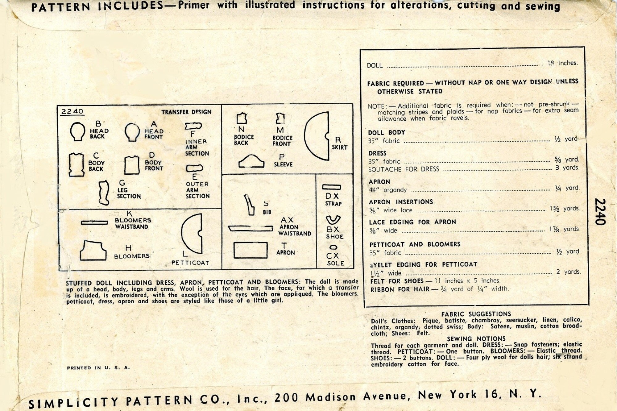 Retro Rag Doll Pattern in DIGITAL Format Sent in PDF 2240 Stuffed Doll ...