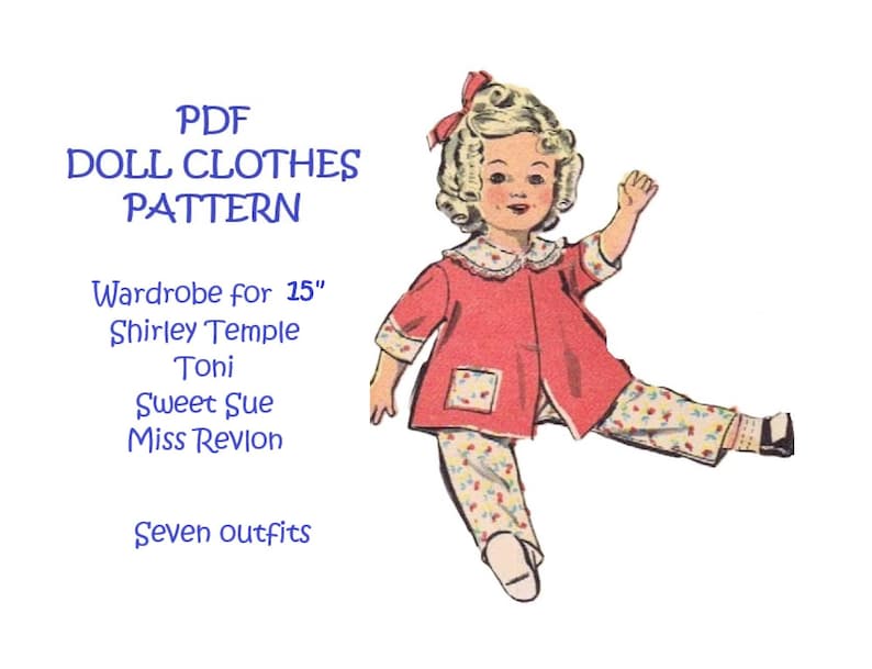 Vintage Doll Clothing PATTERN 8813 for 15" Flat Footed Little Girl ...