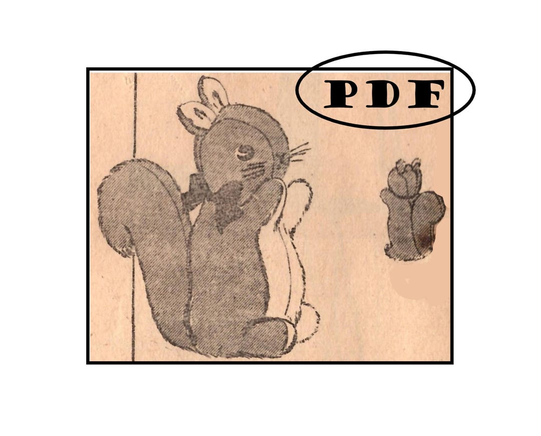 Vintage Stuffed Toy Pattern Wild Squirrel 11" Tall - Cuddly Duck 12 ...