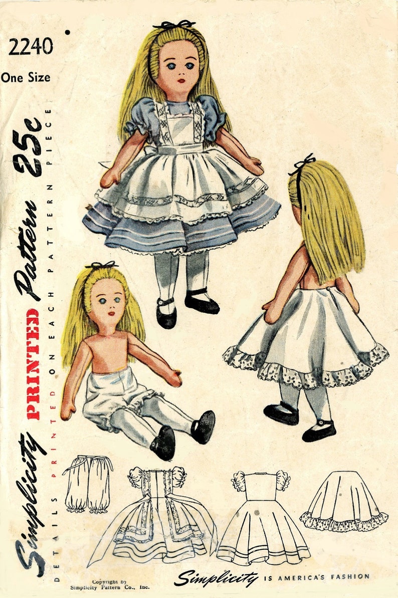 Retro Rag Doll Pattern in DIGITAL Format Sent in PDF 2240 Stuffed Doll ...