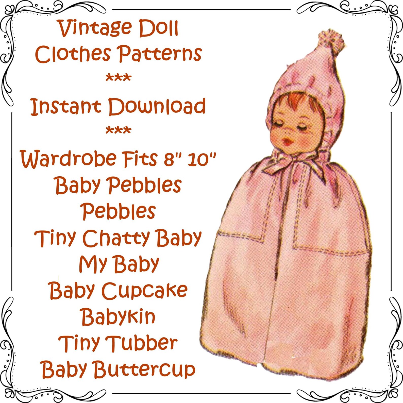 Doll Clothing PATTERN for 8 to 10 Inch Baby Dolls Baby Pebbles Tiny ...