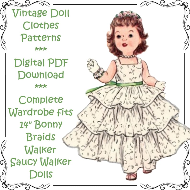 Bonny Braids Walker Vintage Doll Clothes Pattern & Saucy Walker Dolls ...