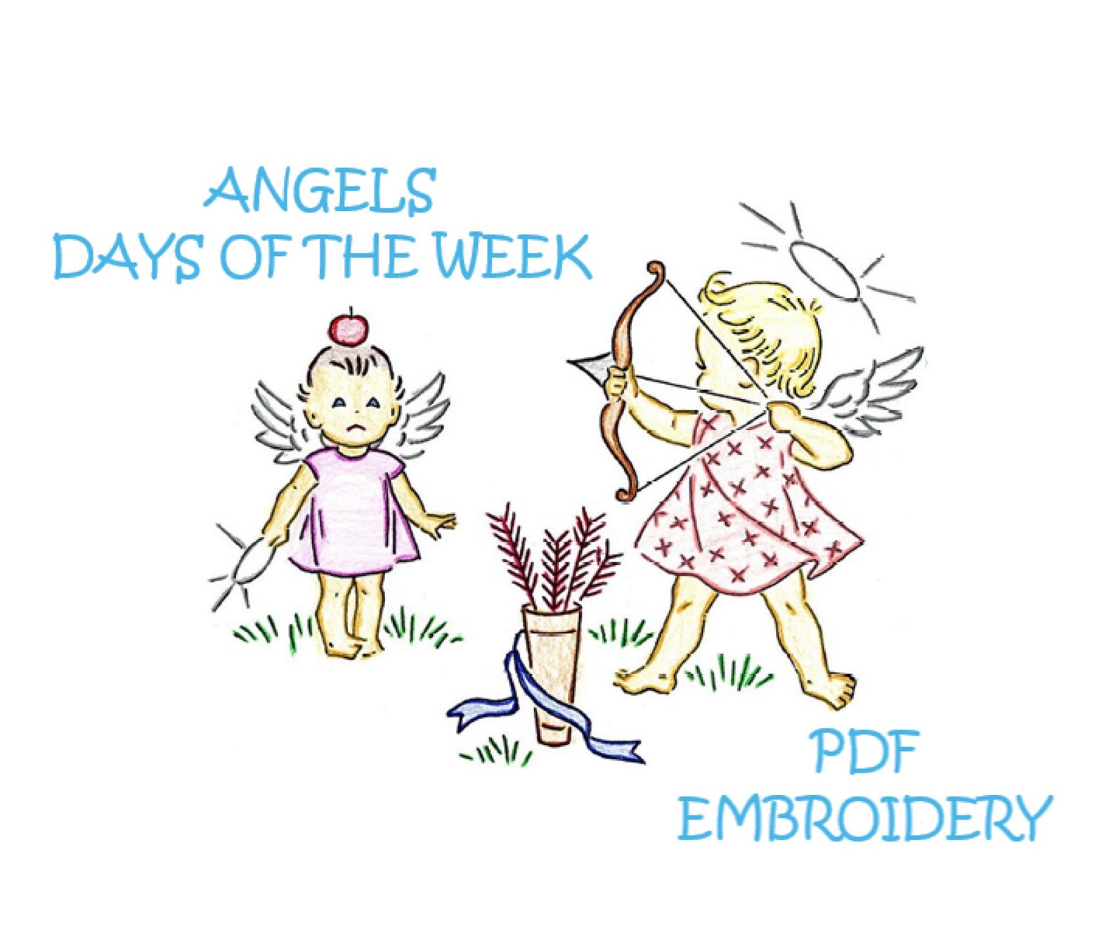 Classic Days of the Week Vintage Embroidery Set - Days of the Week ...