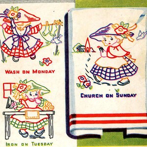 Seven Sunbonnet Girls for Days of the Week Kitchen Dish Towels Taken ...