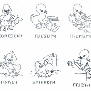 Days of the Week Ducks 2893 Hand Embroidery Design in PDF Format ...