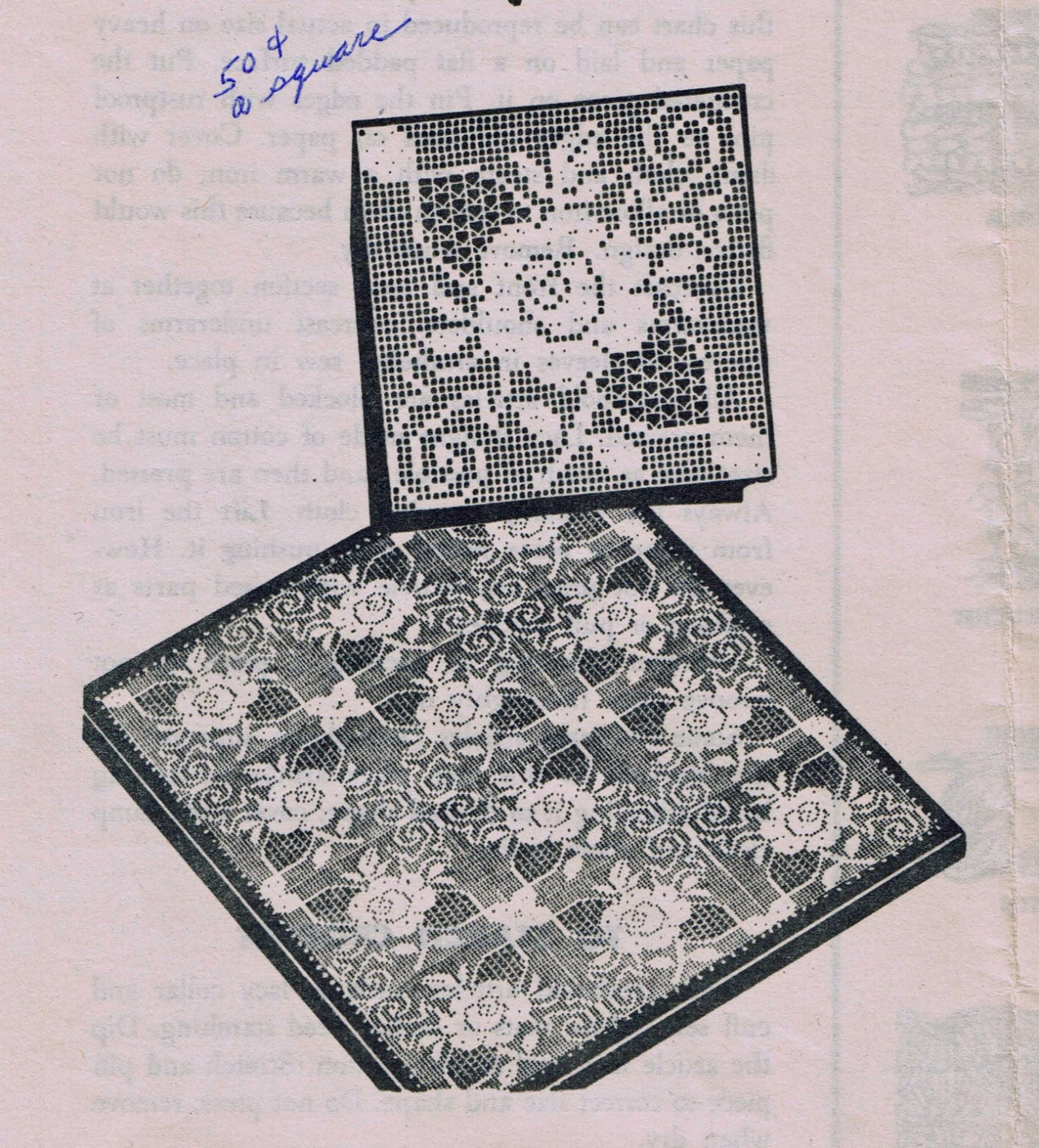 Rose Filet Motif Crochet Pattern 7120 for Scarfs Cloths Bed - Etsy