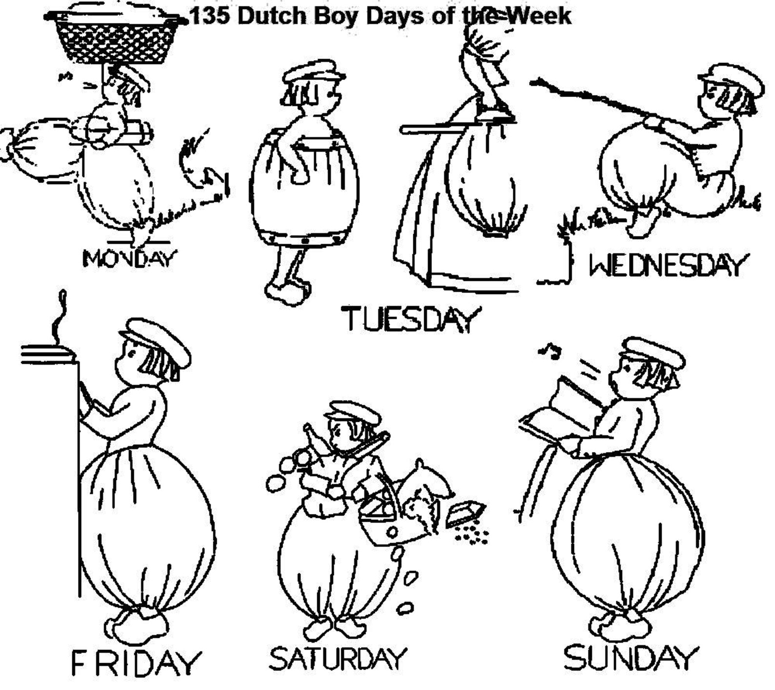Dutch Boy 135 Vintage Digital Hand Embroidery PATTERN Dutch - Etsy