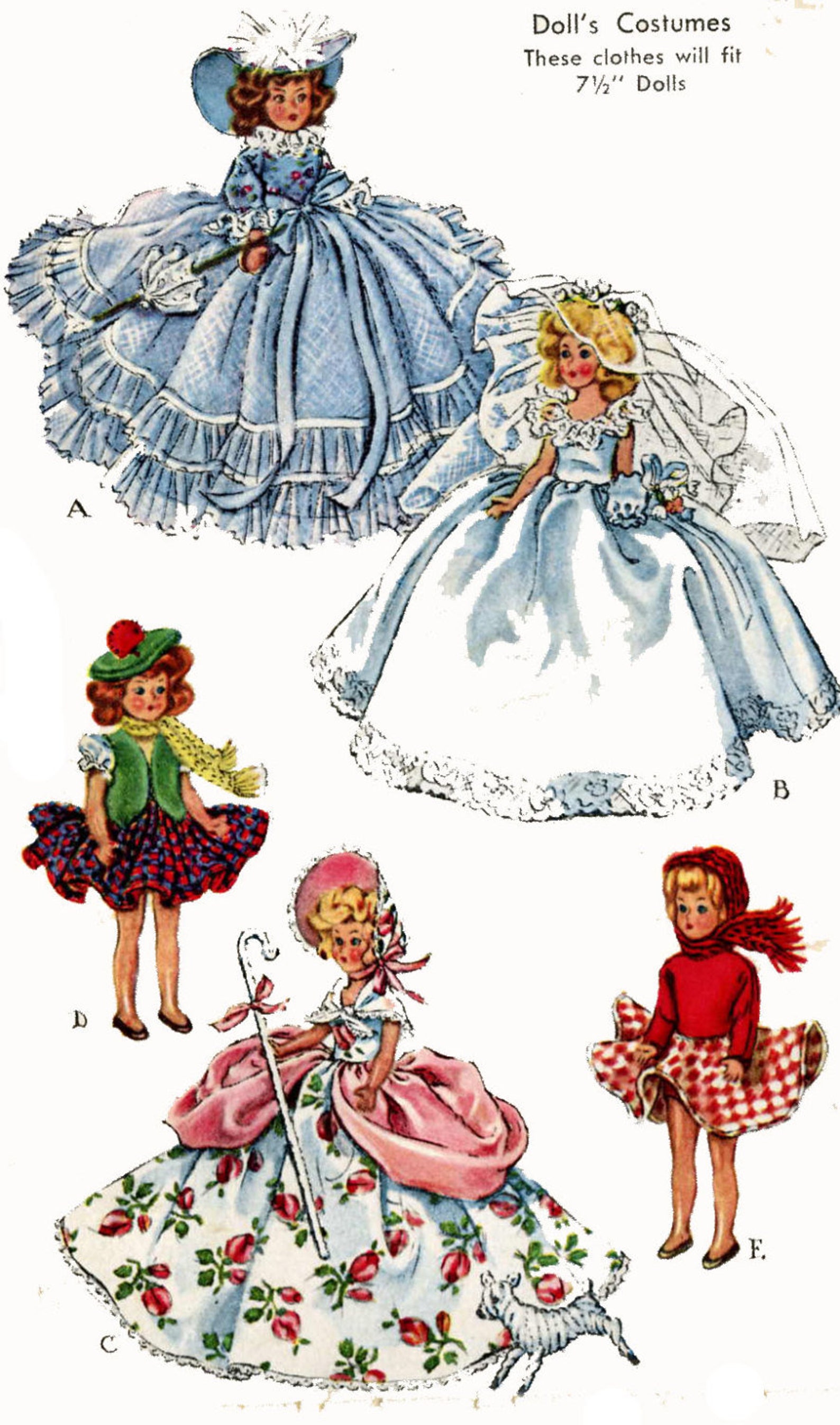 Doll Clothes PATTERN 1653 - 7" for Ginny, Muffie, Wendy - Costumes ...