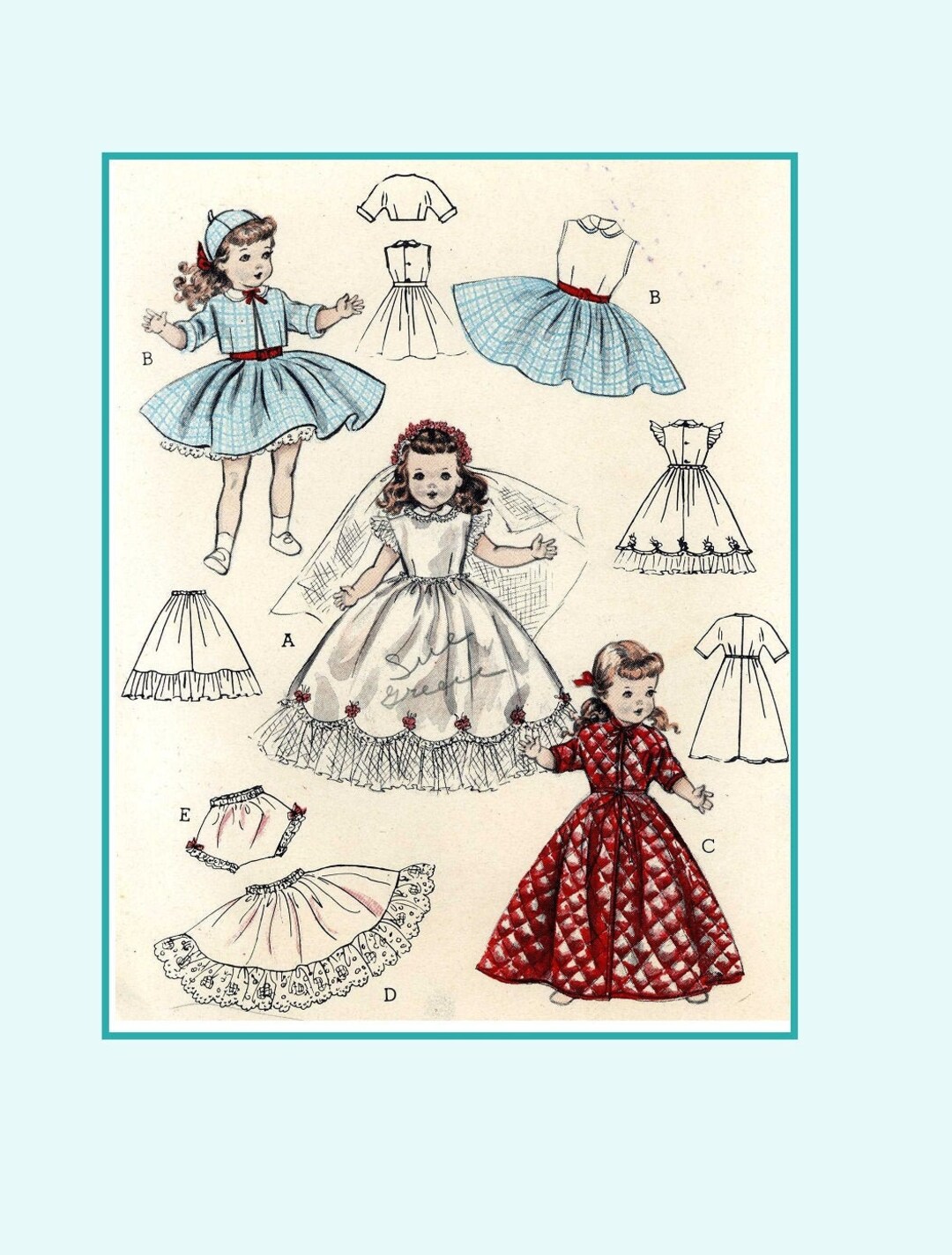Vintage Doll Clothing Pattern 6759 for 19" Shirley Temple Judy Garland ...