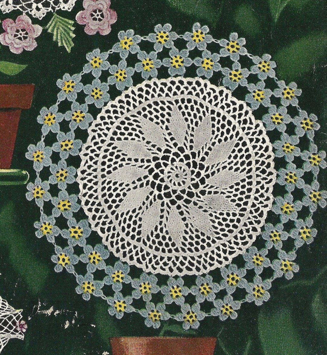 Forget Me Not Doily Crochet PATTERN From a Star Book # 64 Floral Doily ...