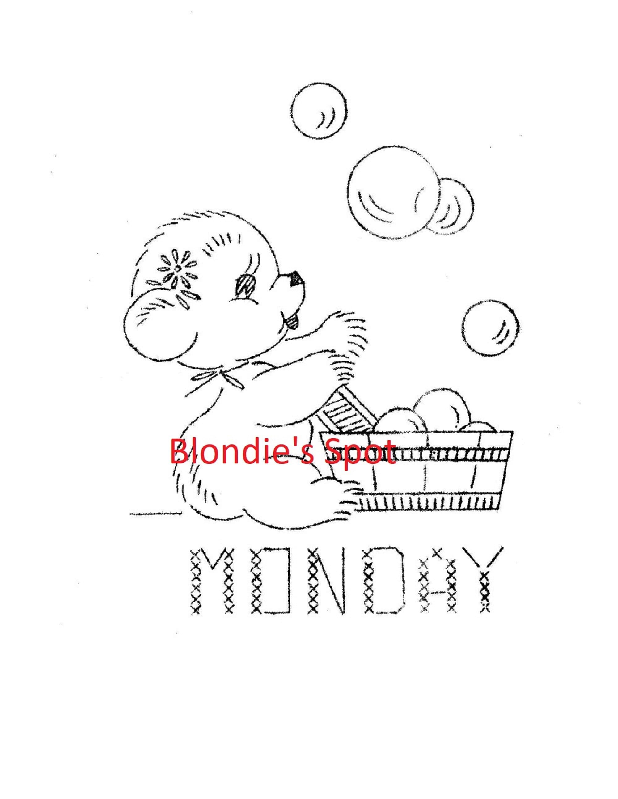 Downloadable Embroidery Design 232 Bears for Days of the Week | Etsy