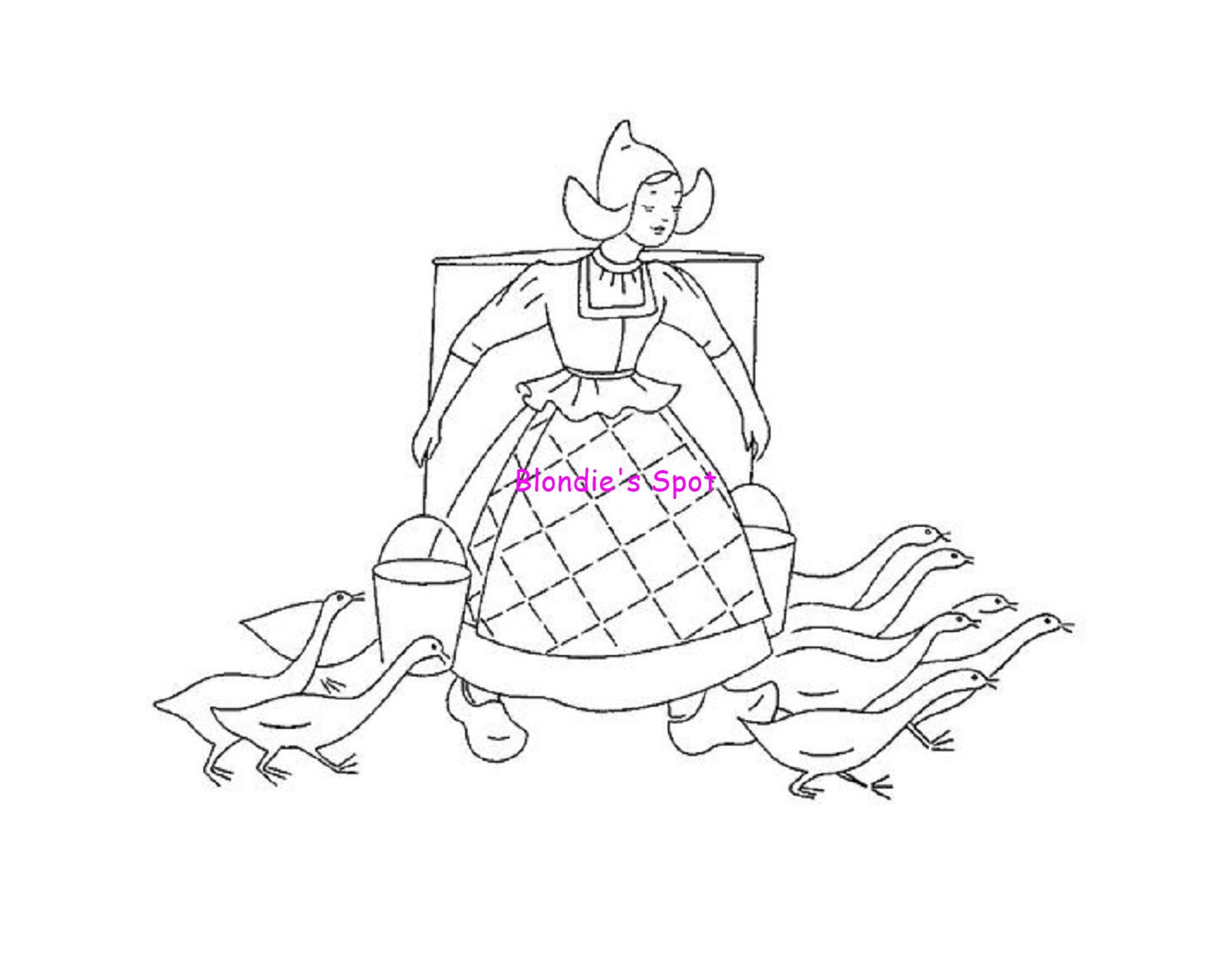 Digital Hand Embroidery Transfer 6245 Three Dutch Maids for Kitchen ...