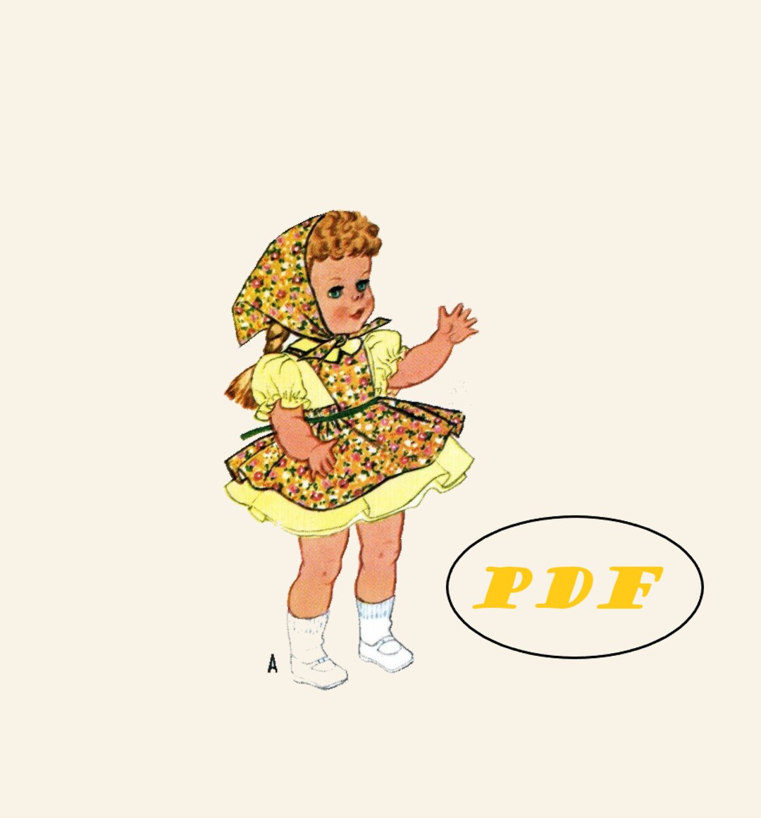 Retro Doll Clothes Patterns - 2466 Size 20" 21' Doll Such as Toddle ...