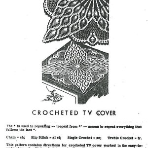 Old Crochet PATTERN 7363 Square Doily TV Cover Pineapple Design Three ...